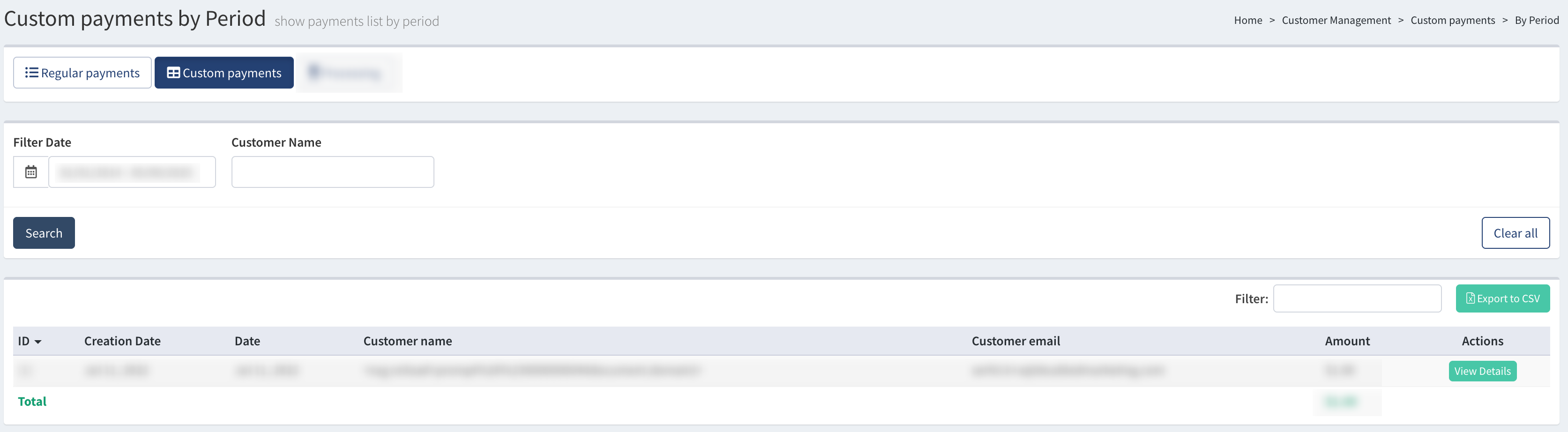 Customer Management: Payments